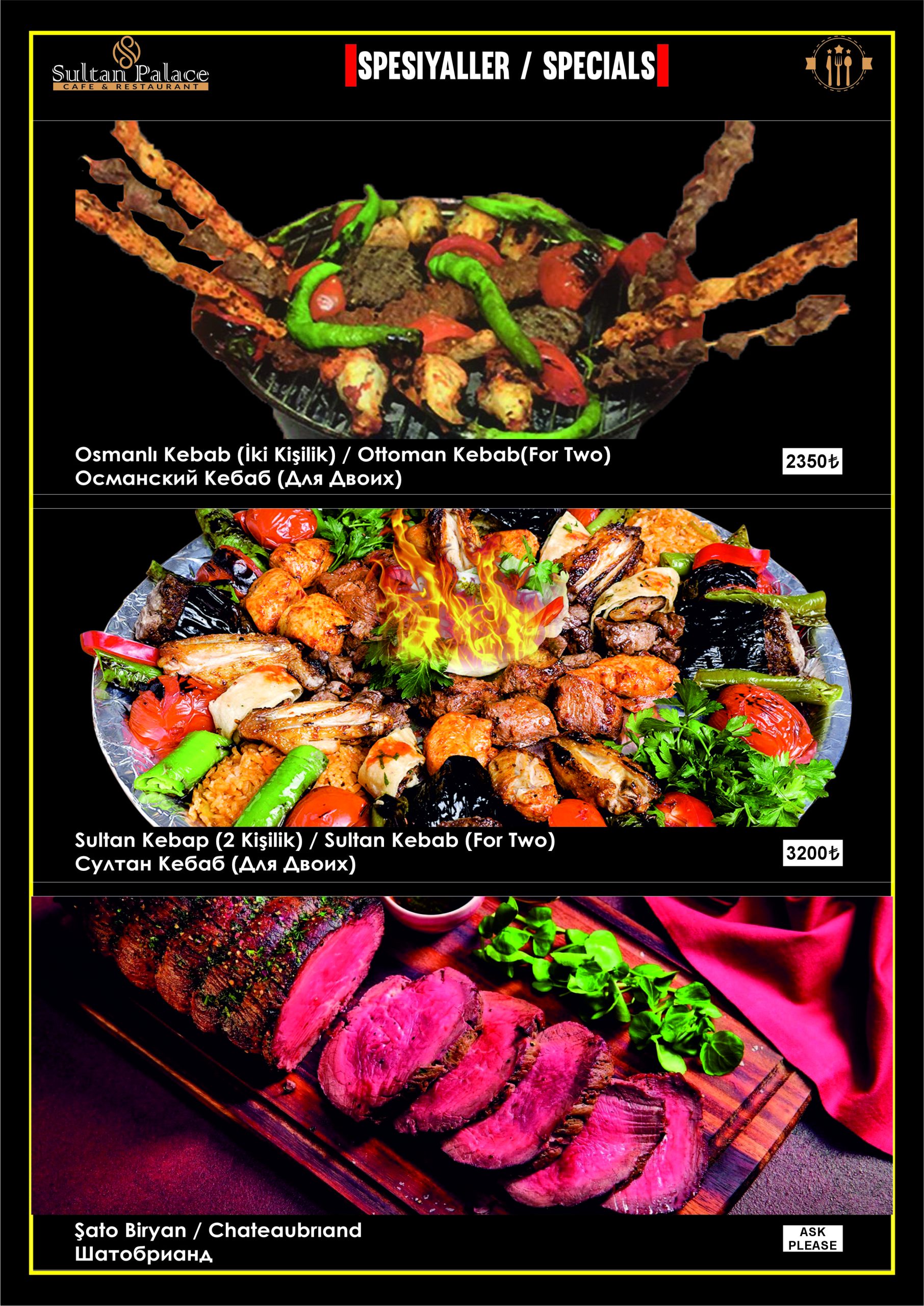 Menu – Sultan Palace Cafe Restaurant